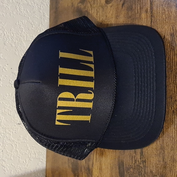 Accessories | Trill Trucker Style Hat Black Gold Nwot | Poshmark